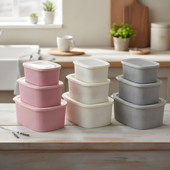 Plastic Tupperware Set - 3 Pcs
